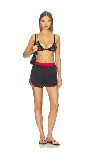 LESLIE AMON Cherry Embellished Bikini Top - Black
