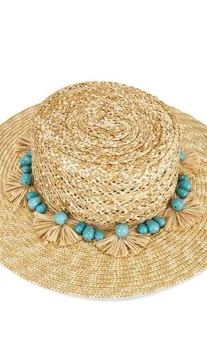 Lele Sadoughi Poms Straw Hat