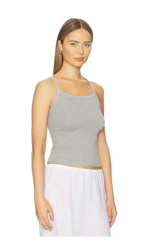 Donni. Baby Rib Square Neck Tank - Heather Grey