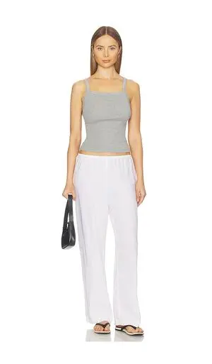 Donni. Baby Rib Square Neck Tank - Heather Grey