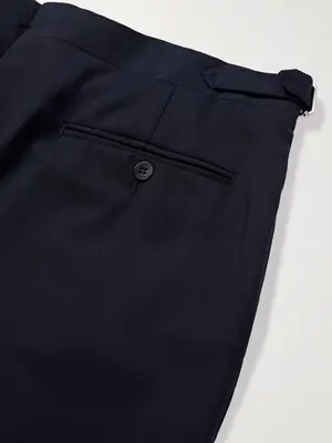 STOFFA Straight-leg Pleated Wool Trousers - Blue