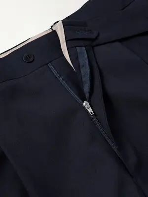 STOFFA Straight-leg Pleated Wool Trousers - Blue