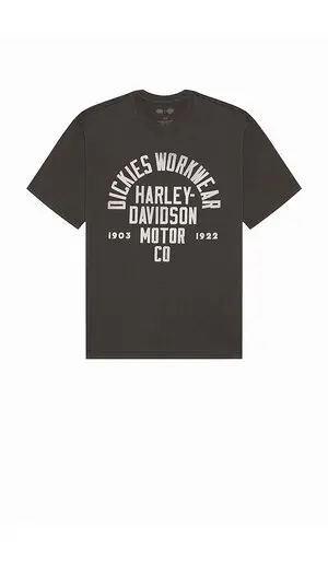 Dickies X Harley Davidson Short Sleeve Tee In Charcoal - Black