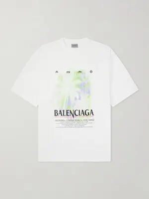 Balenciaga Oversized Printed Cotton-jersey T-shirt - White