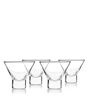 VISKI Raye Heavy Base Crystal Stemless Martini Glasses, Set Of 4 - Clear