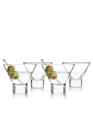VISKI Raye Heavy Base Crystal Stemless Martini Glasses, Set Of 4