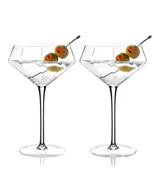 VISKI Seneca Crystal Diamond Martini Glasses, Set Of 2