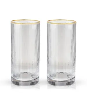 VISKI Meridian Crystal Highball Glasses, Set Of 2 - Clear