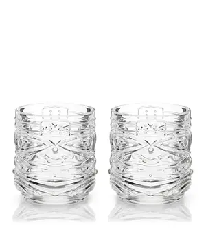 VISKI Pacific Crystal Tiki Dof Tumblers, Set Of 2 - Clear