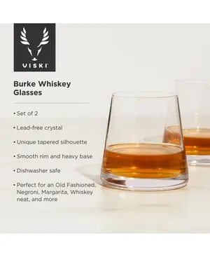 VISKI Burke Crystal Whiskey Glasses, Set Of 2