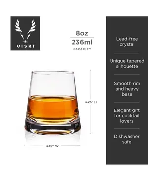 VISKI Burke Crystal Whiskey Glasses, Set Of 2