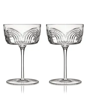 VISKI Deco Beau Crystal Coupes, Set Of 2 - Clear