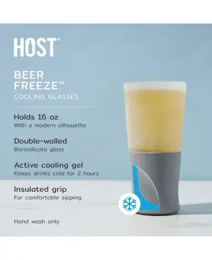 HOST Glass Freeze Beer Cooling Cup, Set Of 2