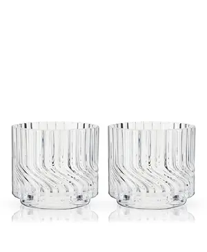 VISKI Zephyr Crystal Lowball Tumblers, Set Of 2 - Clear
