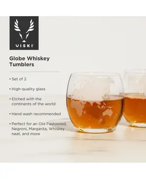 VISKI Globe Whiskey Tumblers, Set Of 2