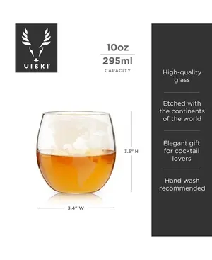 VISKI Globe Whiskey Tumblers, Set Of 2