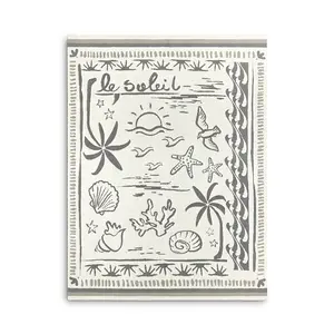 Barefoot Dreams Cozychic Le Soleil Printed Throw Blanket - Cream Multi