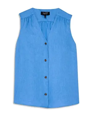 Whistles Laura Linen Tank - Blue