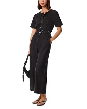 Whistles Button-down Cotton Jumpsuit - Washed Black