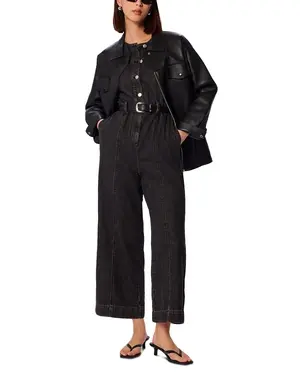 Whistles Denim Button-down Jumpsuit - Washed Black
