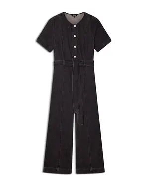 Whistles Denim Button-down Jumpsuit - Washed Black