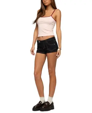 EDIKTED Contrast Stitch Denim Shorts