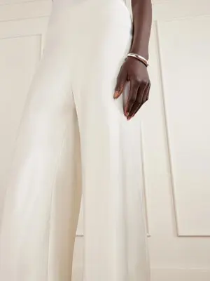 Norma Kamali High-rise Wide-leg Satin Pants - White