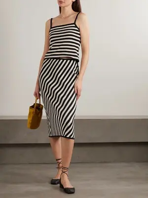Posse Darcy Striped Pima Cotton Midi Skirt - Multi