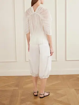 LIBEROWE Santos Pleated Silk-organza Blouse With Ruffled Hem