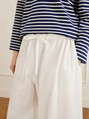 LES VACANCES D’IRINA Cotton-poplin Wide-leg Pants