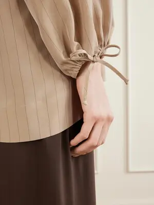 LIBEROWE Ellis Pinstriped Satin Wrap Blouse