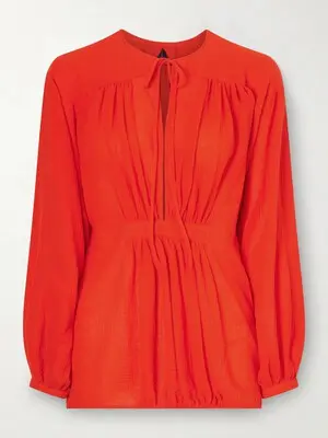 LES VACANCES D’IRINA Gathered Cotton Shirt