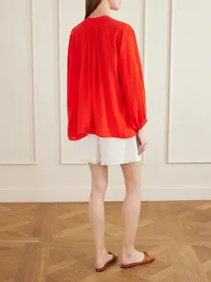 LES VACANCES D’IRINA Gathered Cotton Shirt