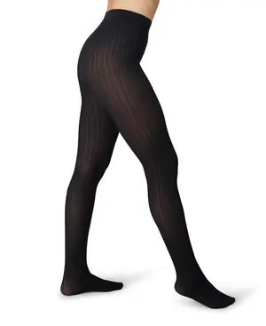 Swedish Stockings Alma Rib Tights - Black