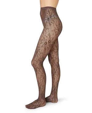 Swedish Stockings Lace Tights - Dark Brown