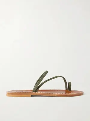 K.JACQUES Actium Snake-effect Leather Sandals - Green