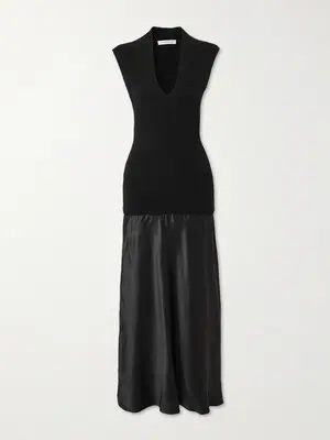 Christopher Esber Ribbed Cashmere And Silk-satin Maxi Dress