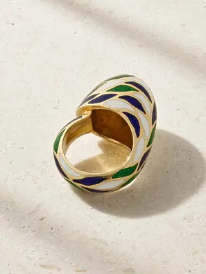 ELEUTERI Vintage 1980s 18k Gold Enamel Ring