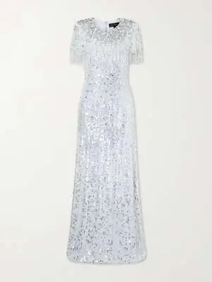 Jenny Packham Eugene Crystal-embellished Sequined Gown