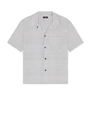 Theory Mini Texture Check Shirt In Grey,slate