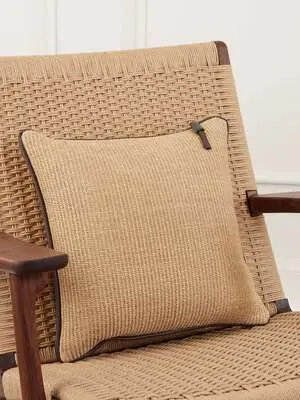 Brunello Cucinelli Raffia-Effect Cushion Tan