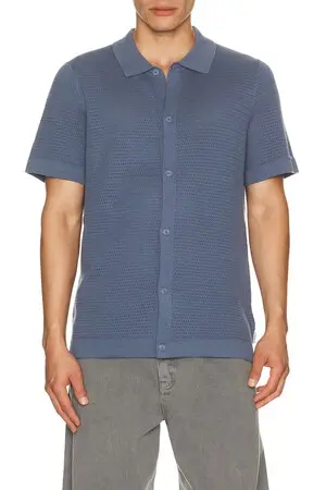 Onia Drop Needle Button Up Shirt In Slate