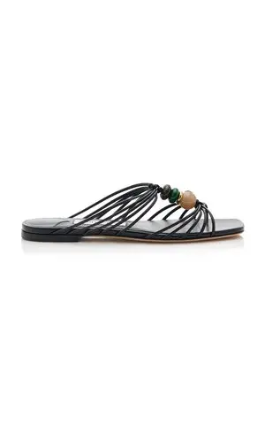 JIMMY CHOO Lova Beaded Leather Mules - Black