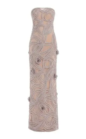 GRETA CONSTANTINE Embroidered Maxi Dress - Silver