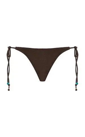 Bond Eye Beaded Tie-side Bikini Bottoms - Brown