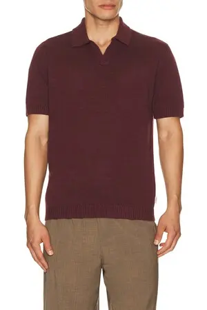 Onia Silk Linen Johnny Polo In Wine - Port Wine