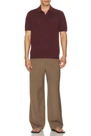 Onia Silk Linen Johnny Polo In Wine - Port Wine
