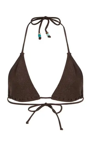 Bond Eye Beaded Ingrid Triangle Bikini Top - Brown