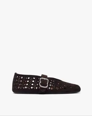 Alaïa Vienne Suede Ballet Flats - Brown