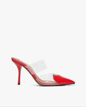 Alaïa Mule Coeur 90 Patent Mules - Transparent/red